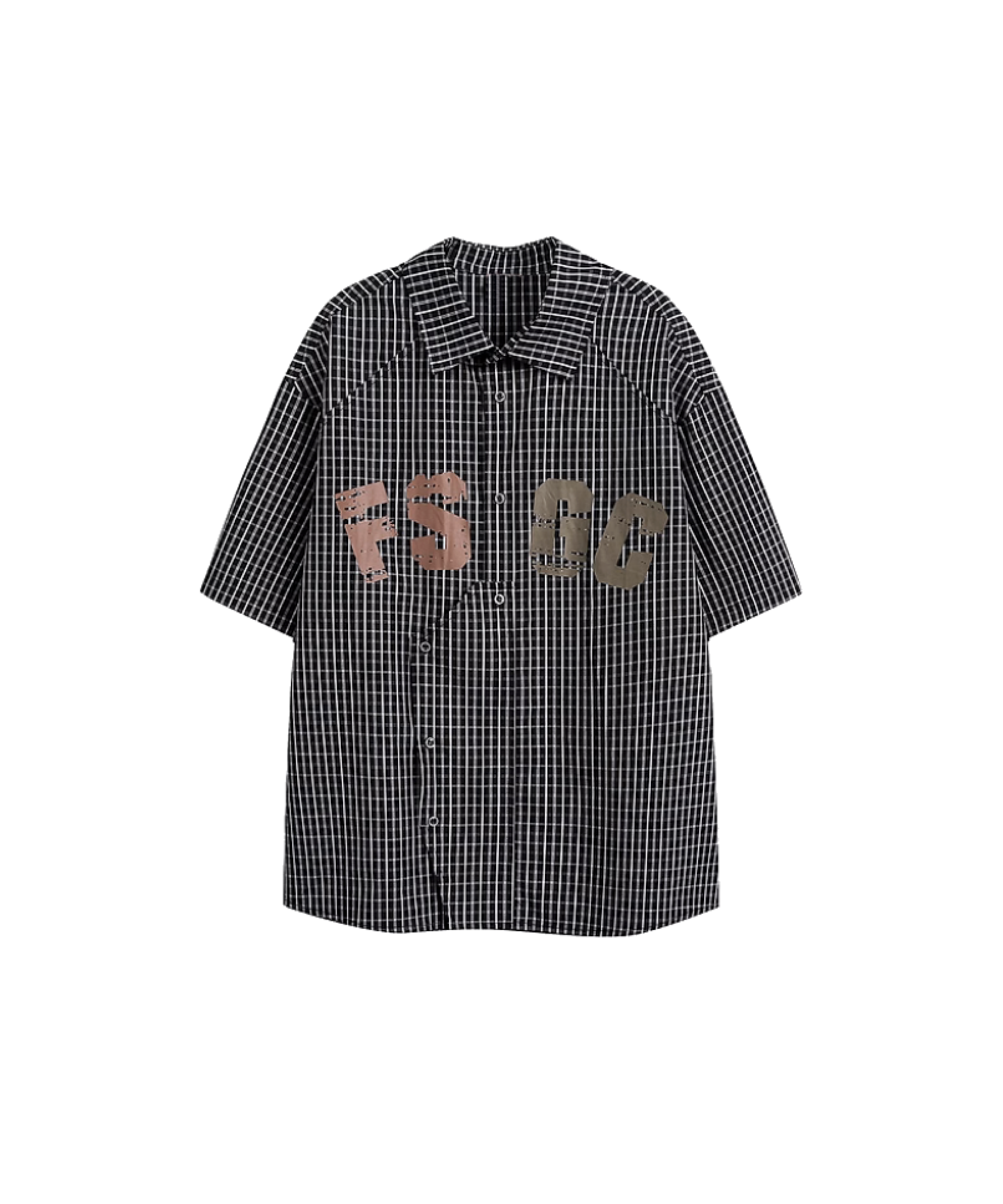 Asymmetry Plaid Letter Shirt – U:UME