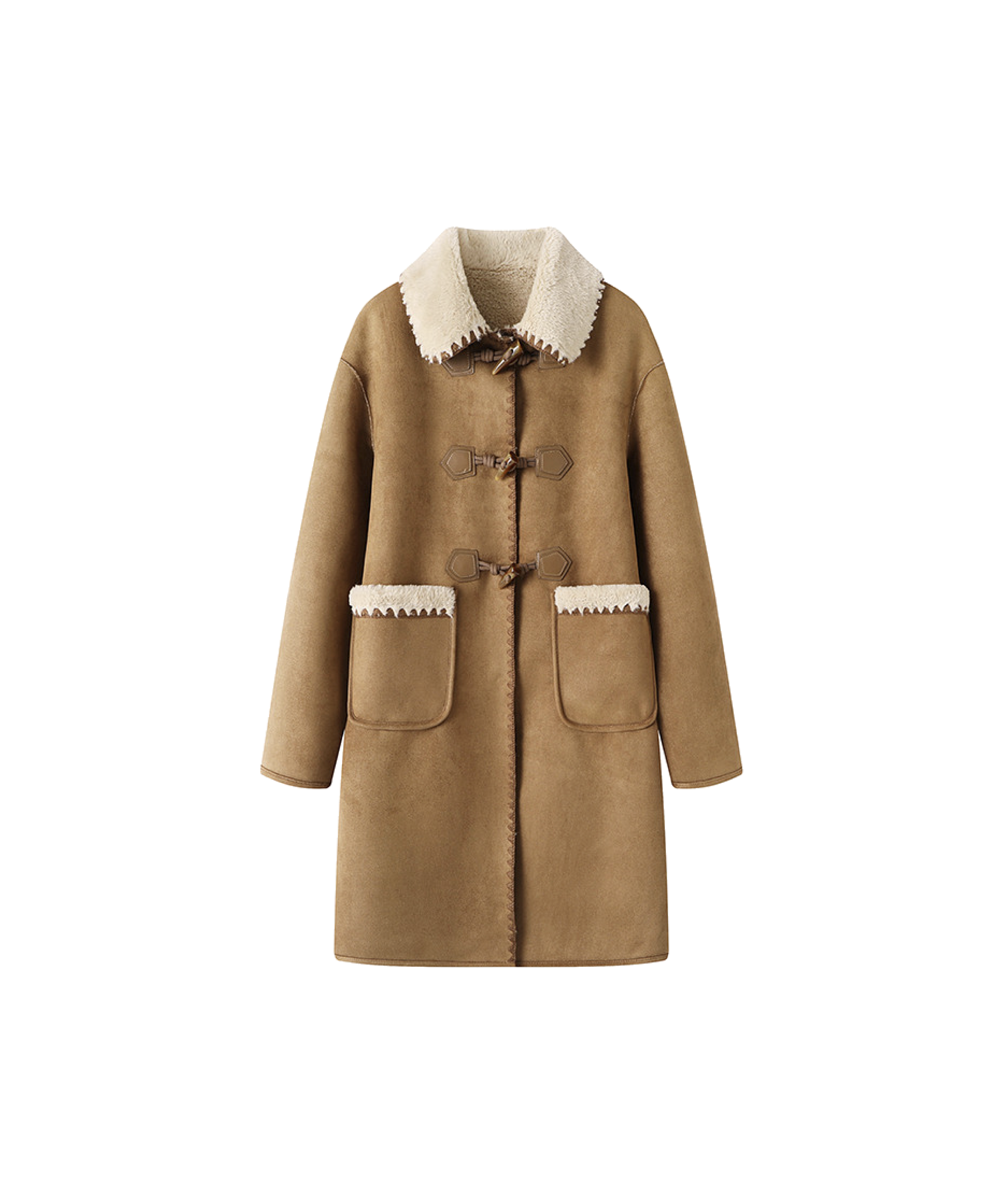 Faux Fur Horn Button Long Coat – U:UME